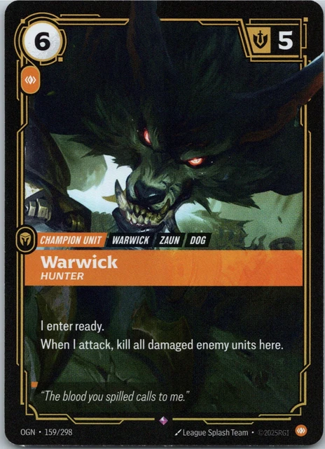 RIFTBOUND WARWICK - Hunter Rare 159/298 Champion Unit Foil NM £2.49 - PicClick UK