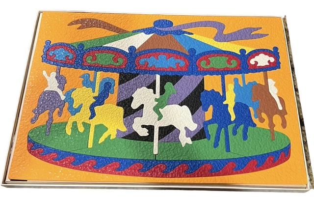 VINTAGE LAURI CREPE Foam Rubber Merry-Go-Round Carousel XL Puzzle #2180 ...