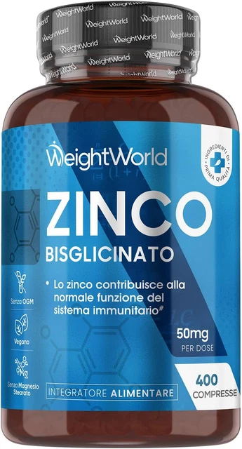 ZINCO INTEGRATORE IN 400 Compresse Di Zinco Bisglicinato Vegano (Scorta ...