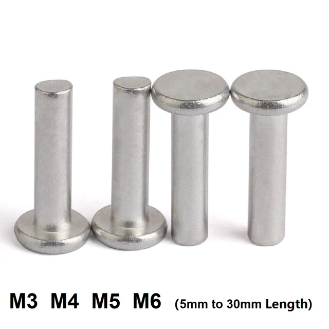 ALUMINIUM FLAT HEAD SOLID RIVETS DIAMETER 3mm 4mm 5mm 6mm L: 5-30mm ...