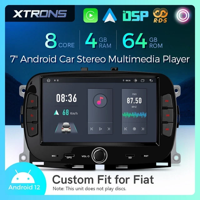 AUTORADIO GPS FIAT 500 ANDROID 12 Wi-Fi USB CARPLAY AUTO 4GB XTRONS ...