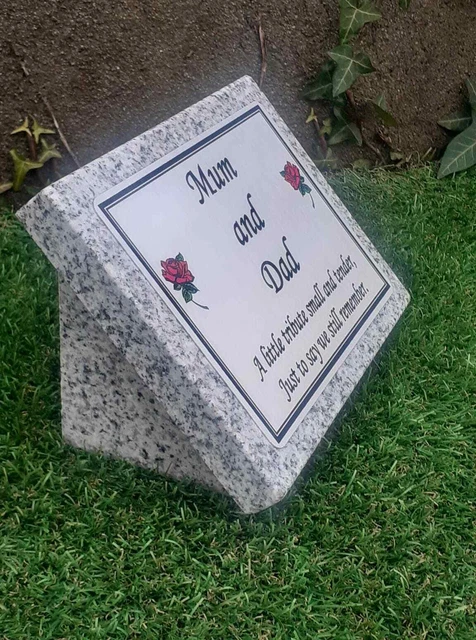 PERSONALISED GRANITE MEMORIAL Grave Plaque Slanted Headstone Cemetery ...