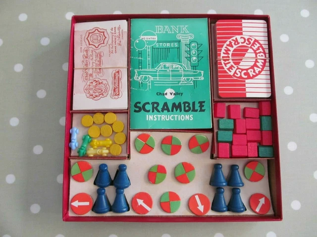 VINTAGE SCRAMBLE BOARD Game Pieces By Chad Valley - No Board Included £ ...