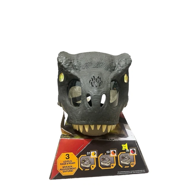 MATTEL JURASSIC WORLD Rebirth T-Rex Rage N Roar Mask with LED Light Up ...