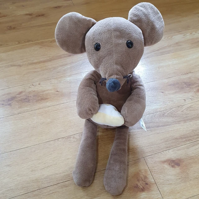 SAINSBURYS MOUSE RAT Plush Soft Toy Holding Cheese Brown 14 Inches Long ...
