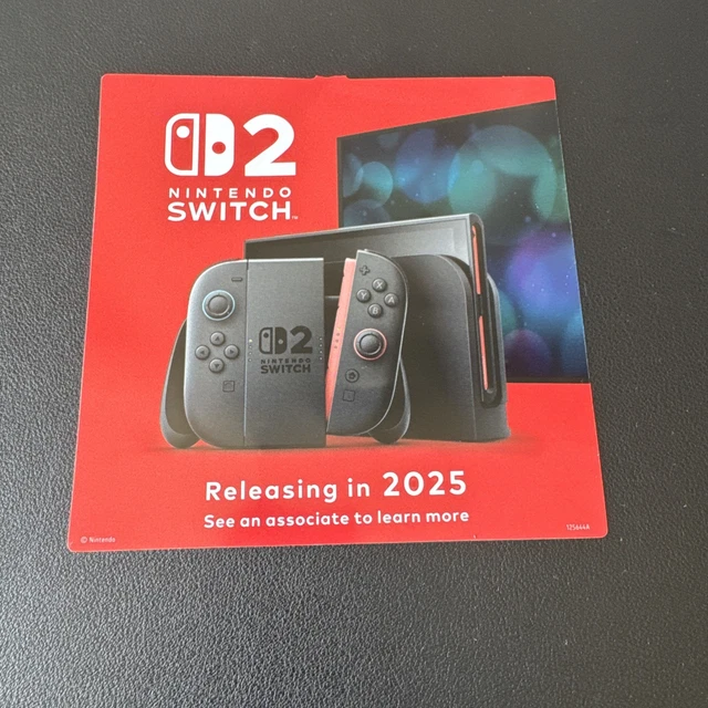 NINTENDO SWITCH 2 Releasing in 2025 Promo Store Display Hanger 5inx5in ...