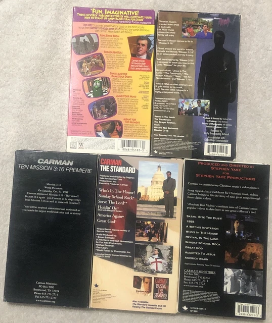 CARMAN 5 VHS Lot Yo Kidz Mission 3:16 TBN Premier The Standard Absolute ...