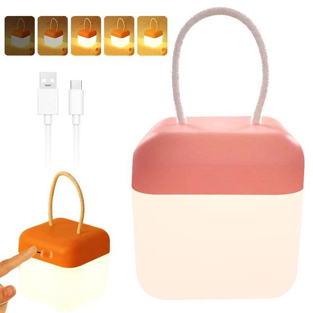 PORTABLE NIGHT LIGHT USB Rechargeable With Handle For Kids 3 Color ...