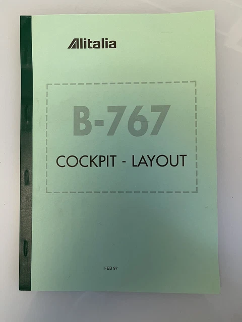 ALITALIA AIRLINES BOEING 767 Cockpit Layout booklet A4 Pilot Training ...
