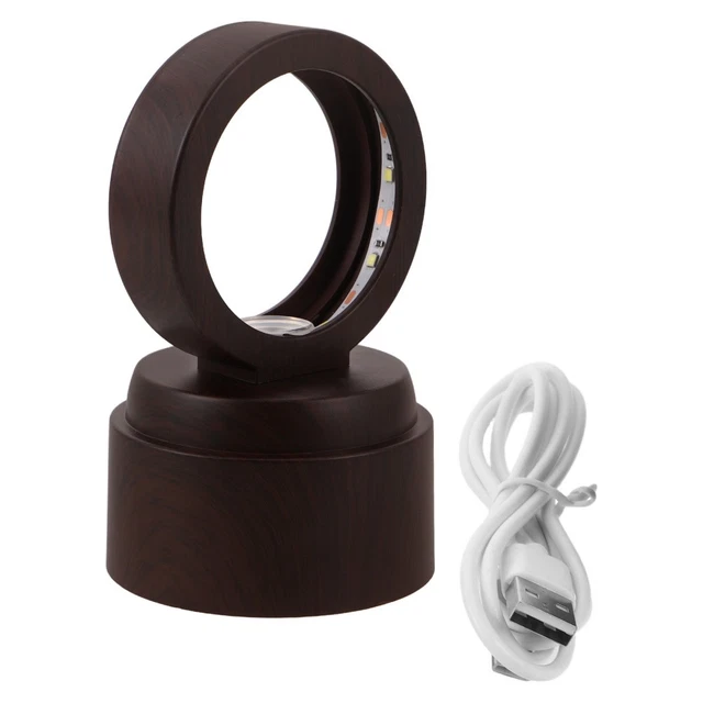 IMITATION WOOD GRAIN Base Rotating Display Stand Led Light Crystal Ball ...
