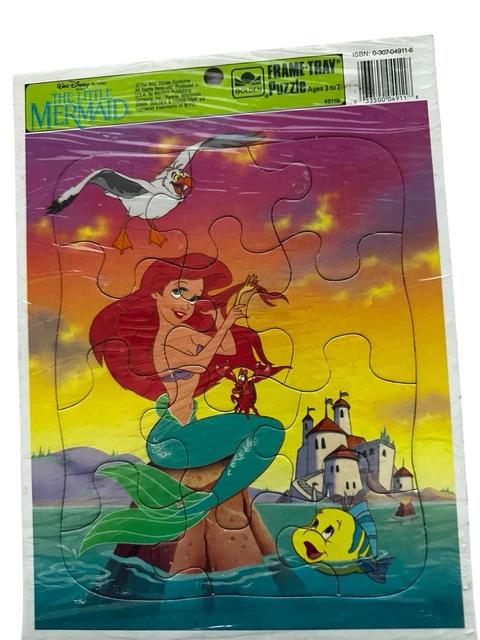 DISNEY'S THE LITTLE Mermaid Golden Frame Tray Puzzle Vintage New In ...