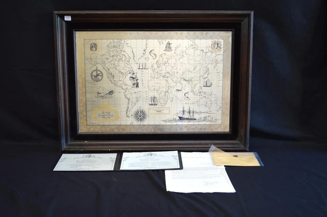 FRANKLIN MINT STERLING Silver World Map Royal Geographical Society with ...