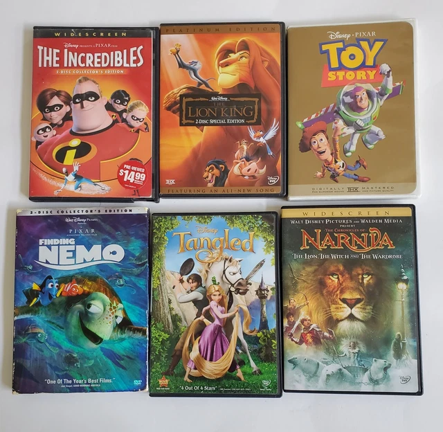 6 DISNEY DVD Movies Narnia, Nemo, Toy Story, Lion King, Incredibles ...