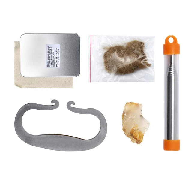 HIGH CARBON STEEL Flint Stone Fire Starting Kit - Complete Set with ...