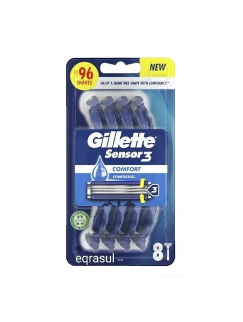 GILLETTE SENSOR3 COMFORT Mens Grooming Disposable Razors 8 Pack - Free ...
