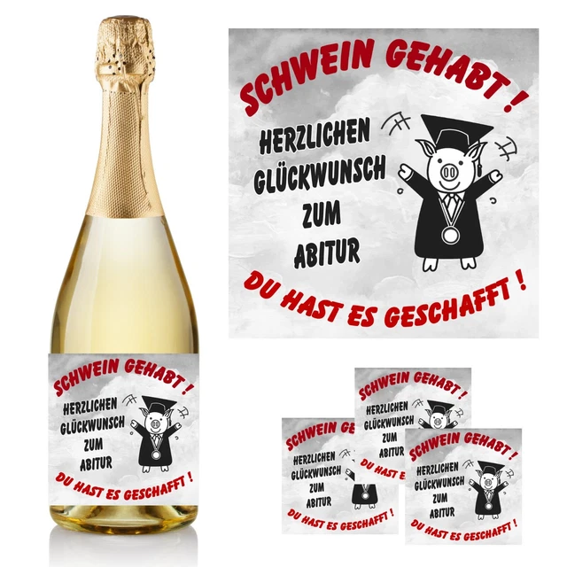 AUFKLEBER SEKTFLASCHE BIERFLASCHE Geschenk Herzlichen Glückwunsch zum Abitur D46 EUR 1,50 ...