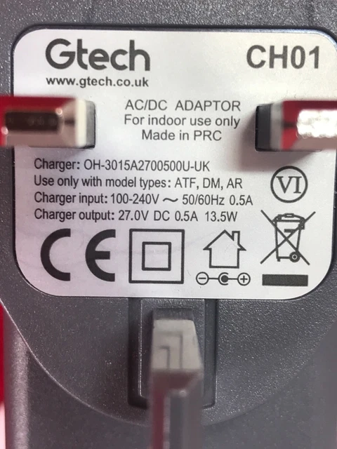 GTECH CH01 ADATTATORE AC/DC PER USCITA ATF DM AR: 27,0V DC 0,5A 13,5W SPINA UK ottime condizioni ...