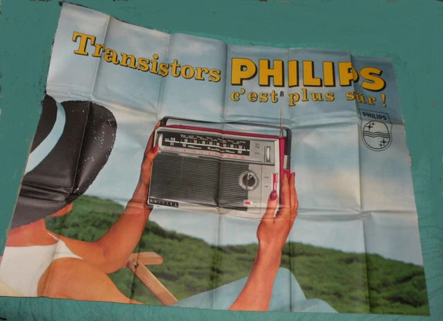 ANTIQUE PHILIPS TRANSISTORS Radio Poster Circa 1962-64 Good Condition £ ...