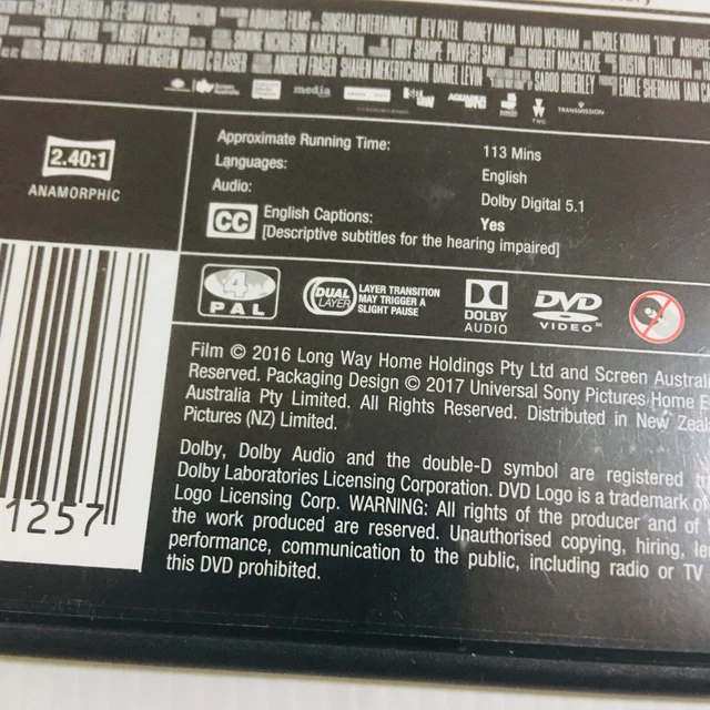 LION (DVD, 2016) 2 Disc Extended Australian Edition Region 4 $6.98 - PicClick AU