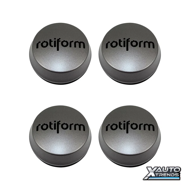 4 X ROTIFORM 0.9" Dome O-Ring Center Cap Anthracite Black Logo 1014-09 ...