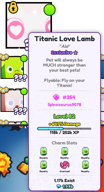 PET SIMULATOR 99 - Roblox - Titanic Love Lamb EUR 320,00 - PicClick DE