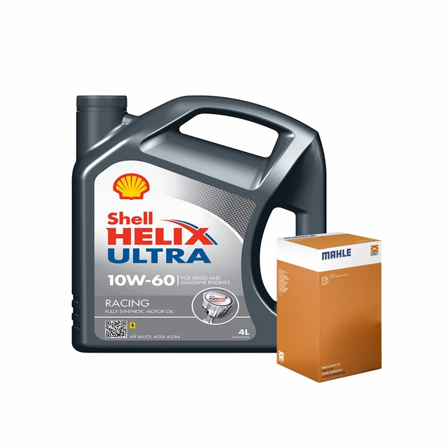 SHELL HELIX ULTRA Racing 10W60 Engine Oil 4L Mahle Knecht Oil Filter ...