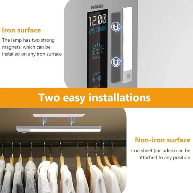 2PC UNDER CUPBOARD LED Kitchen Lights Motion Sensor Rechargeable 3 ...