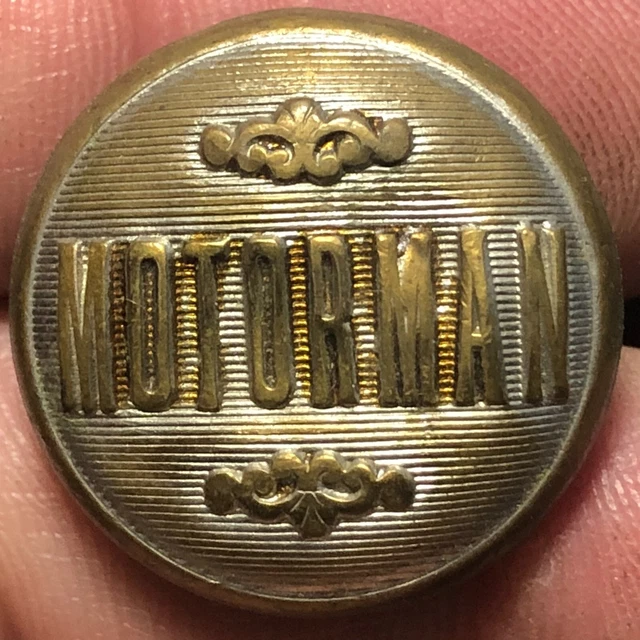 MOTORMAN RAILROAD BRASS Convex Uniform Button Horstmann Phila. 3/4 ...