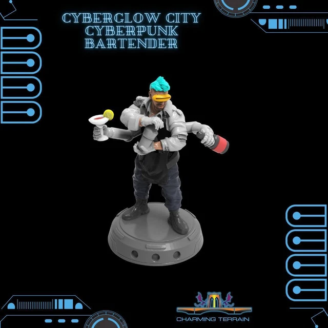3D PRINTED CYBERGLOW City Cyberpunk Battle Suit Warrior Miniature ...