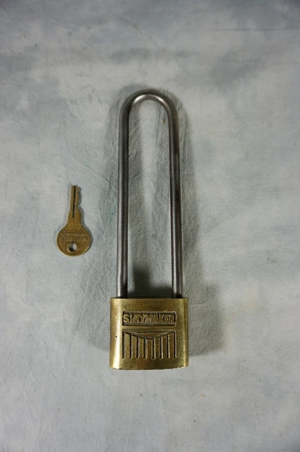 VINTAGE RARE SLAYMAKER Bicycle Lock Brass & Hardened Steel Padlock w ...