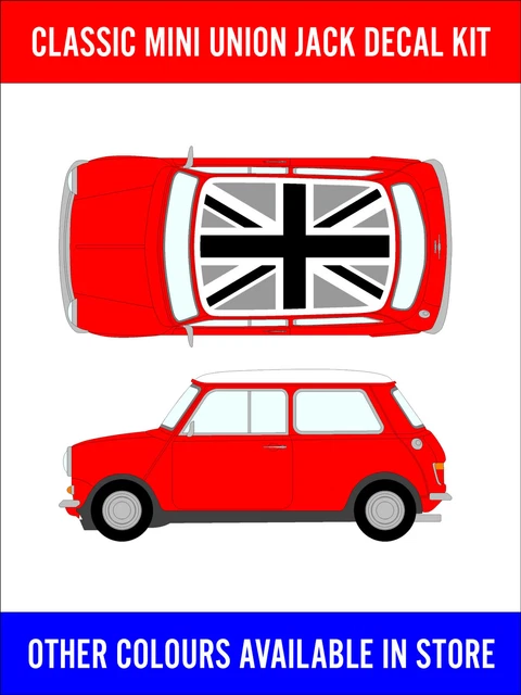CLASSIC MINI UNION Jack Roof Decals Kit Cooper Vinyl Graphics Stickers ...