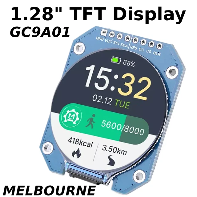 1.28& ROUND TFT LCD Display GC9A01 IPS 240x240 for Arduino (2.8–3.3V ...