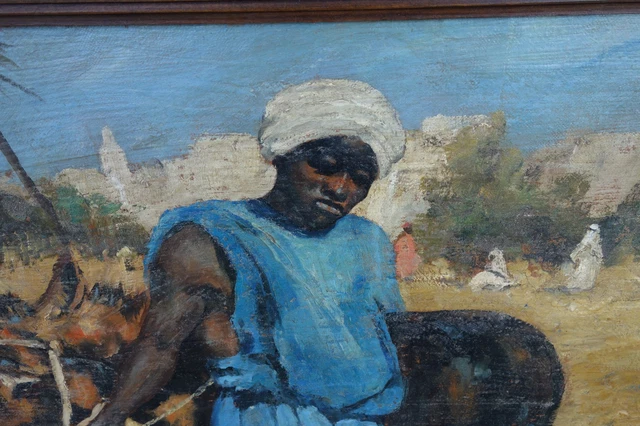 TABLEAU ORIENTALISTE ANCIEN " âne et personnage le dirigeant" EUR 440 ...