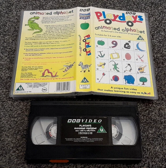 PLAYDAYS ANIMATED ALPHABET Abc Bbc Video 2-6 Years Pal Vhs Video Kids ...