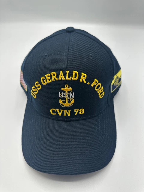 THE CORPS USS Gerald R. Ford CVN 78 Logo Blue Baseball Cap Hat One Size ...
