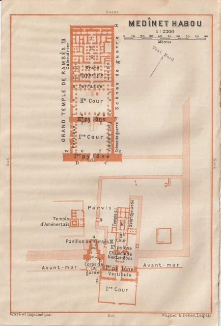 MEDINET HABU PLAN Temple Theben Égypte Carte De 1908 Ancien Map EUR 10 ...