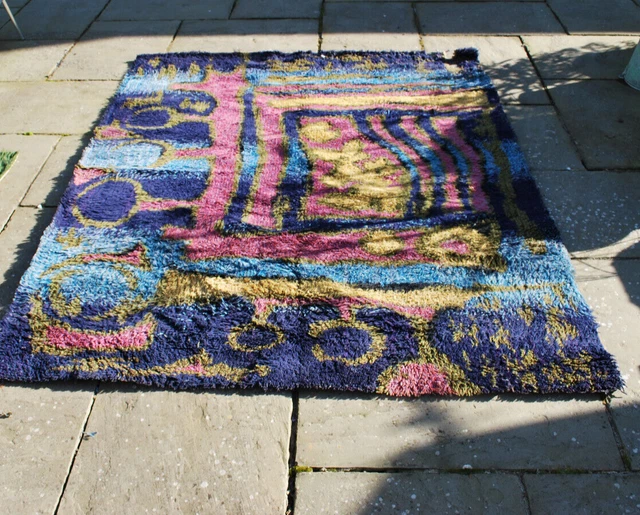 MID CENTURY MODERN VINTAGE 1950s 60s MODERNIST RUG DANISH ABSTRACT ...