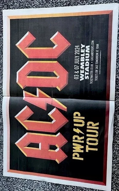 AC/DC TOUR AD Live 2024 PWR UP Newspaper Advert Poster Clipping 2 Page ...