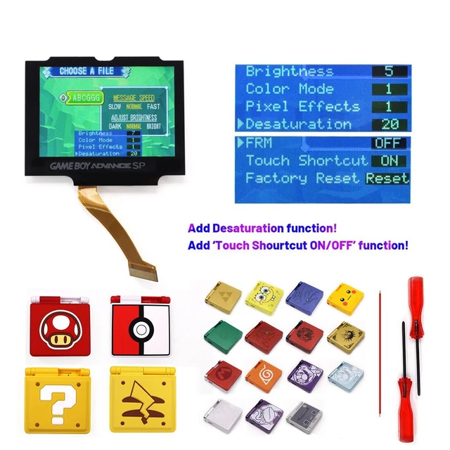 GAMEBOY ADVANCE SP 3" IPS V5 LCD Laminated Screen Backlight Kit with ...