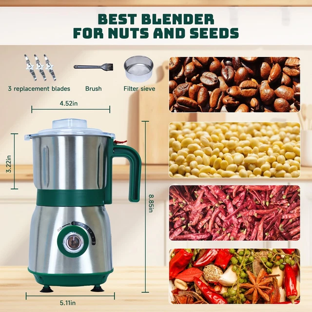 ELECTRIC SPICE AND Nut Grinders - 3 Stainless Steel Blades, 1 Filter, 1 ...