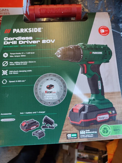 PARKSIDE CORDLESS DRILL 20v comes with Battery & Charger PBSA 20-Li A1 ...