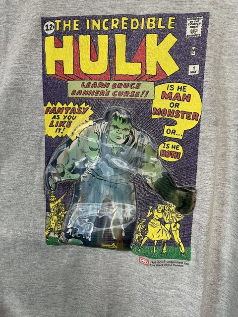 VINTAGE 90S THE Incredible Hulk Hologram Comic Promo Graphic Tee Size ...