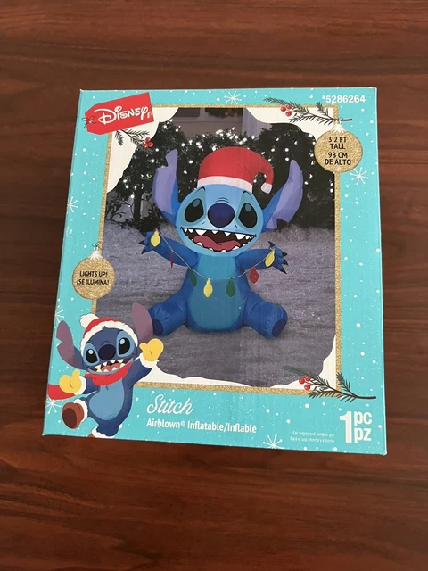 DISNEY STITCH SANTA Hat Christmas Gemmy Airblown Inflatable Yard Decor ...