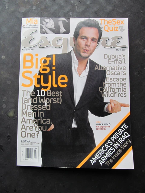 ESQUIRE MAGAZINE VOLUME 141 No.3 March 2004 Mark Ruffalo £9.99 ...