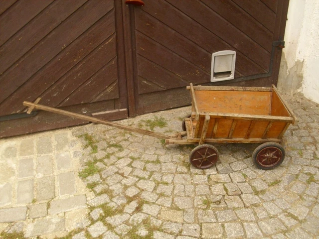 DDR HANDWAGEN/BOLLERWAGEN &GEDRO& aus Holz mit Deichsel, aus den 50er Jahre EUR 40,00 - PicClick DE