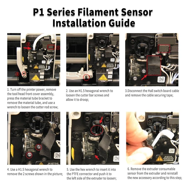 EXTRUDER FILAMENT SENSOR for Bambu Lab 3D Printer P1P/P1S, Bamboo LAB ...