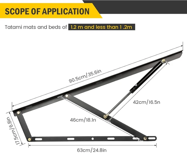 DYNA-LIVING 3FT STORAGE Bed Lift Mechanism Heavy Duty Gas Spring Bed ...