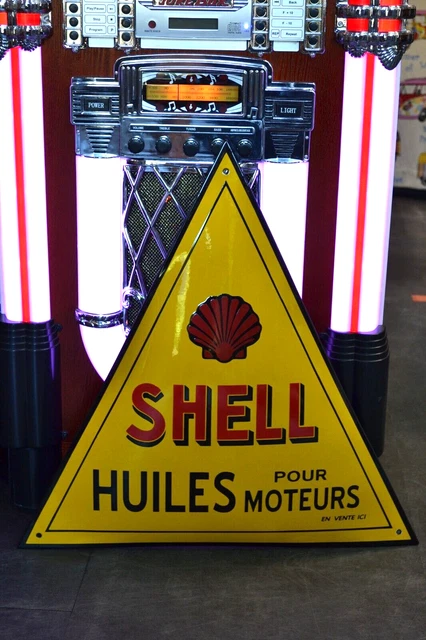 PLAQUE ÉMAILLÉE SHELL huiles pour moteurs enamel sign emailschild EUR ...