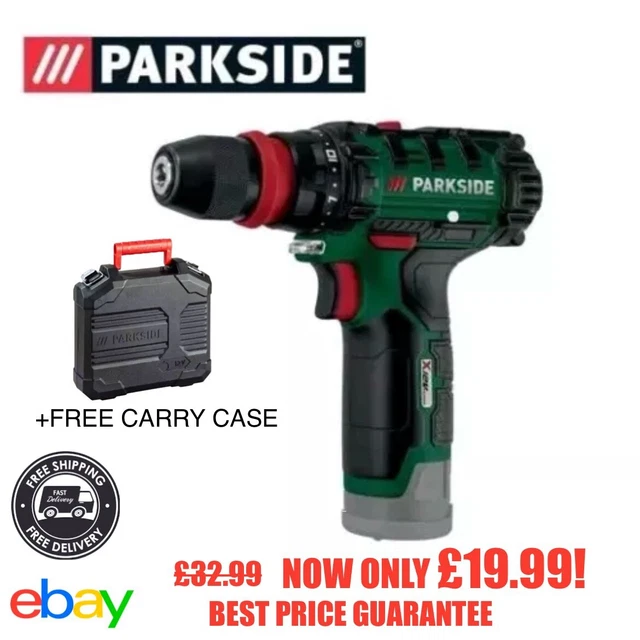 PARKSIDE 12V CORDLESS Drill Screwdriver BARE UNIT + Carry Case, X12v ...