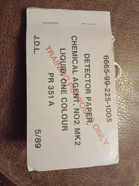 BRITISH ARMY NBC Detector Paper Chemical Agent NO2 MK 2 Liquid 1 Colour ...